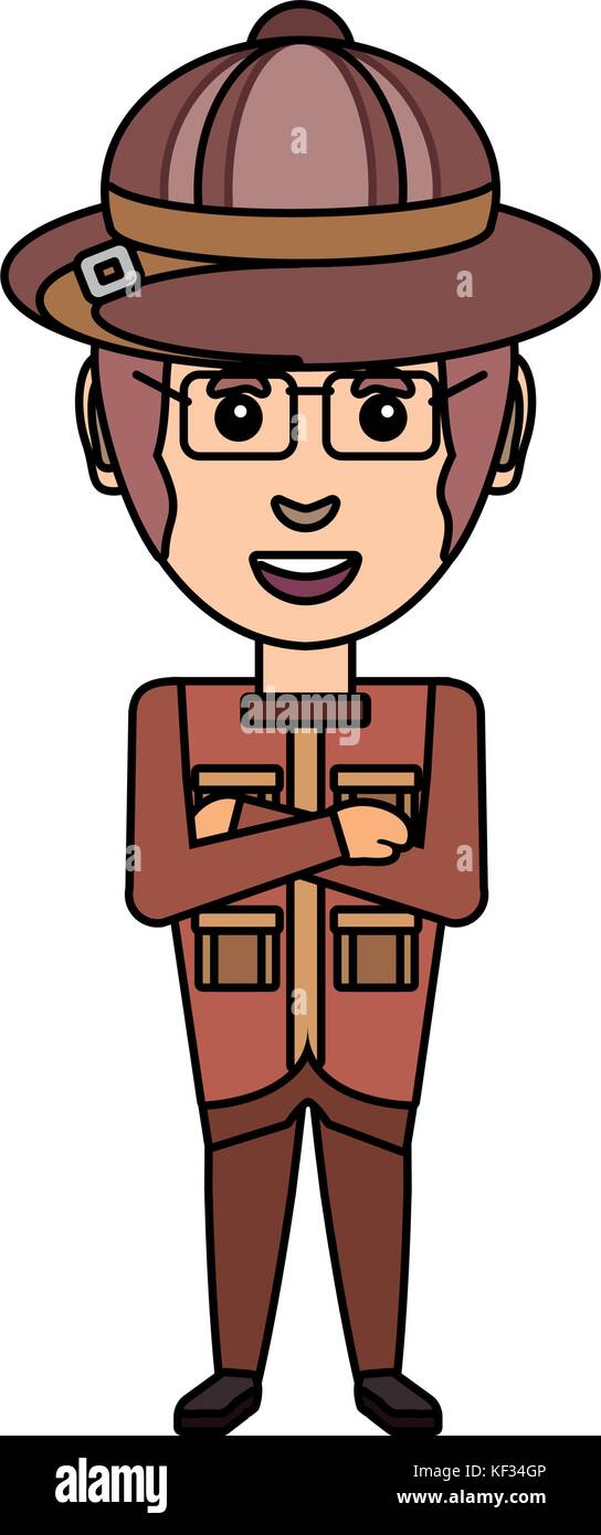 colorful safari man over white background vector illustration Stock ...