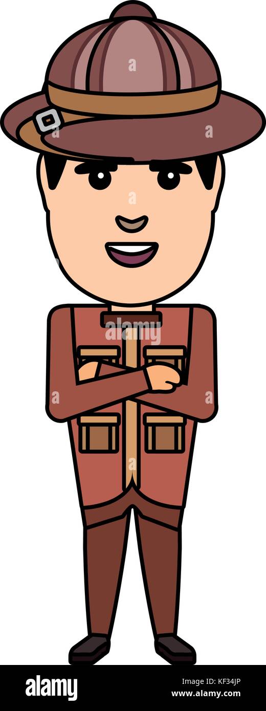 colorful safari man over white background vector illustration Stock ...