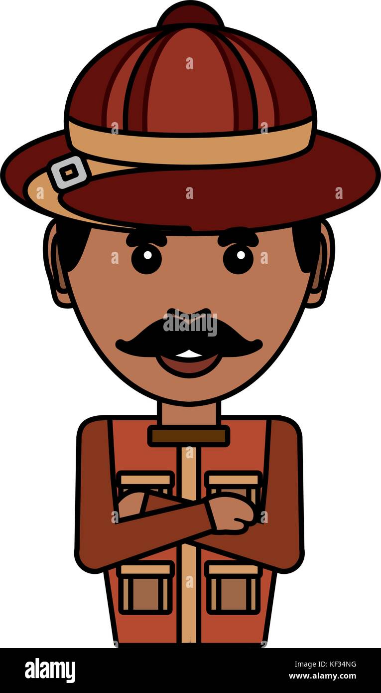 colorful safari man over white background vector illustration Stock ...