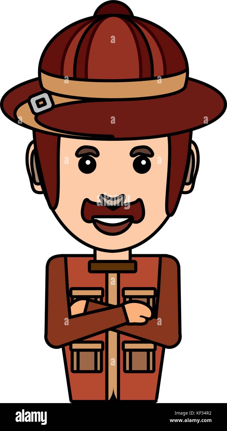 colorful safari man over white background vector illustration Stock ...