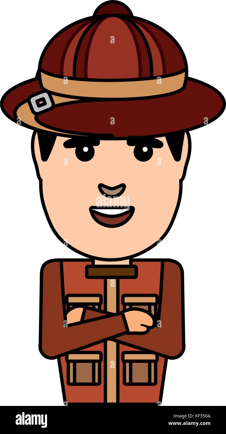 colorful safari man over white background vector illustration Stock ...