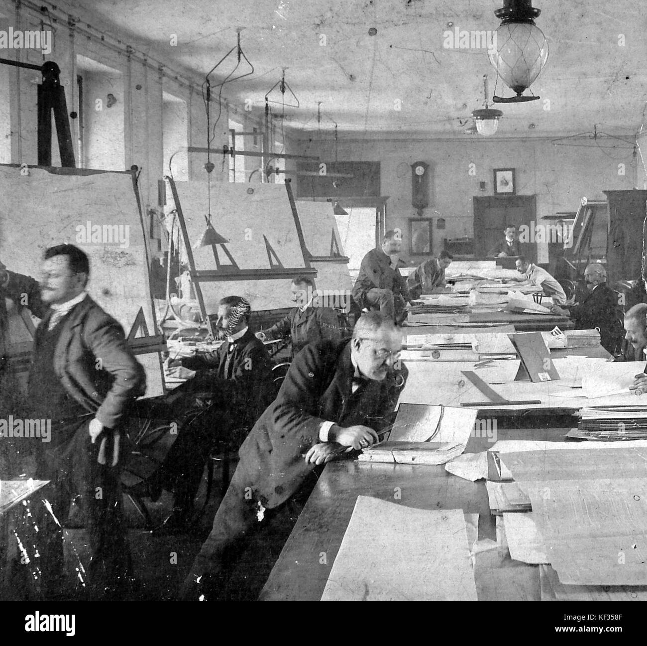 Technical drawing, drawing board, workplace, men, work, planning 3555 ...