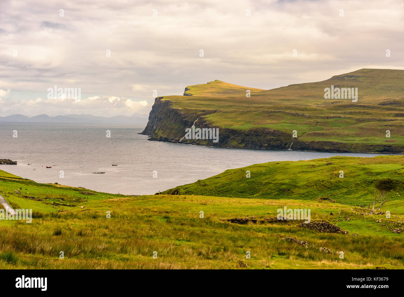 Scenic view of the wonderful nature near Portree, a small town in the ...