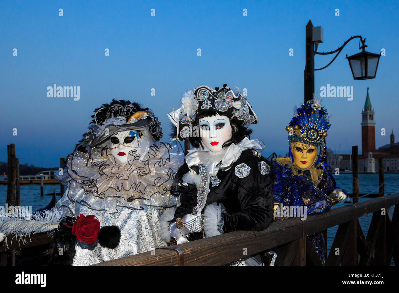 People wearing masks and costumes for the Carnival in Venice, Venice ...