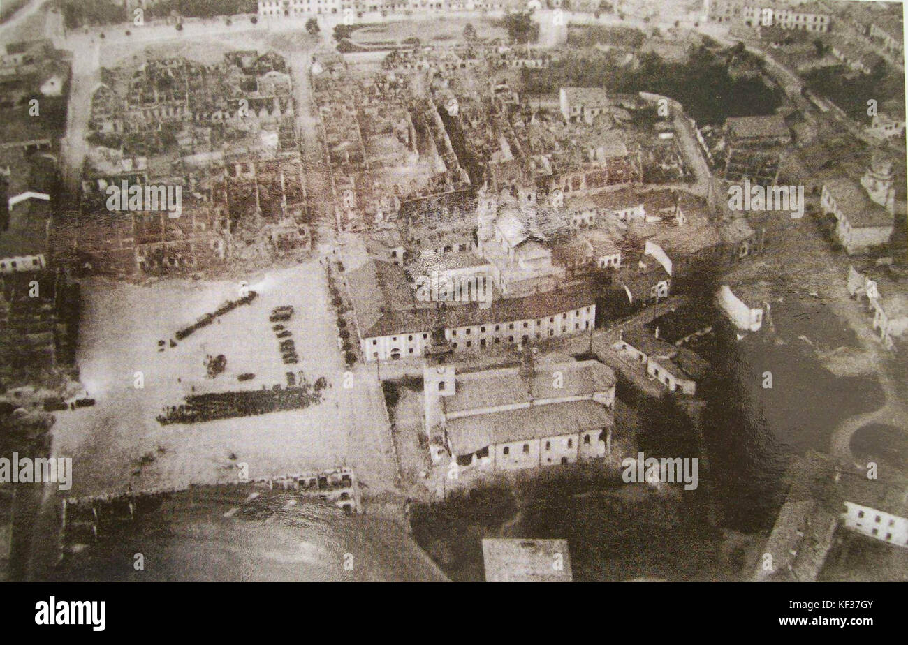 The destruction of Wielun, Poland, during the early stages of World War ...