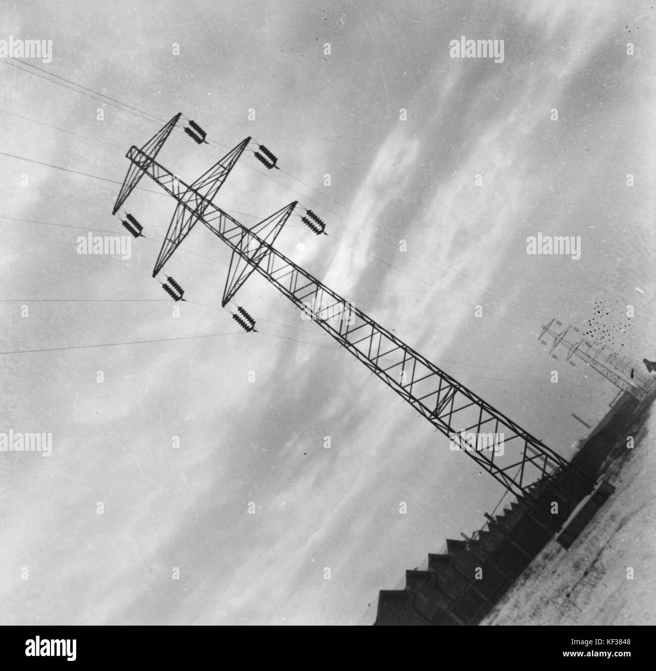 Power line, ad pillar 19589 Stock Photo - Alamy