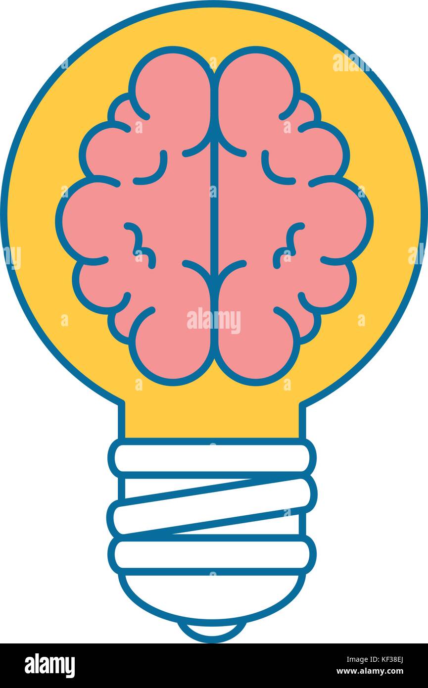 bulb light with brain vector illustration design Stock Vector Image ...