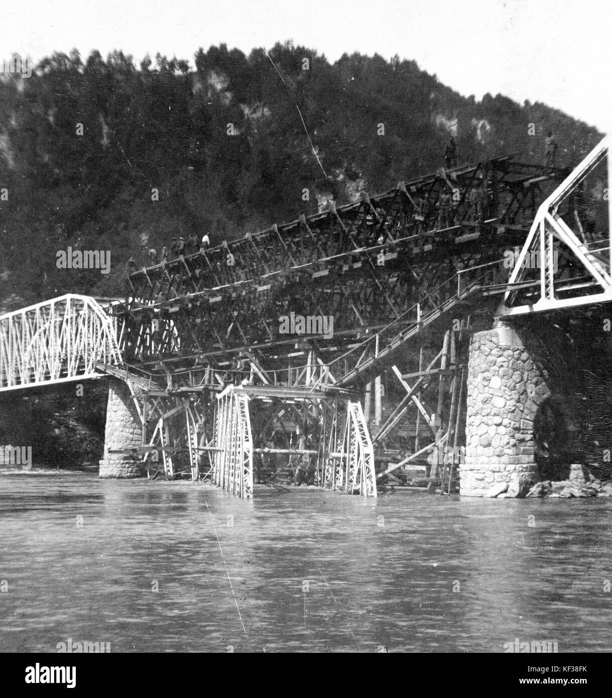 Railway bridge, war damage, sapper, river, wrecked bridge 73708 Stock ...
