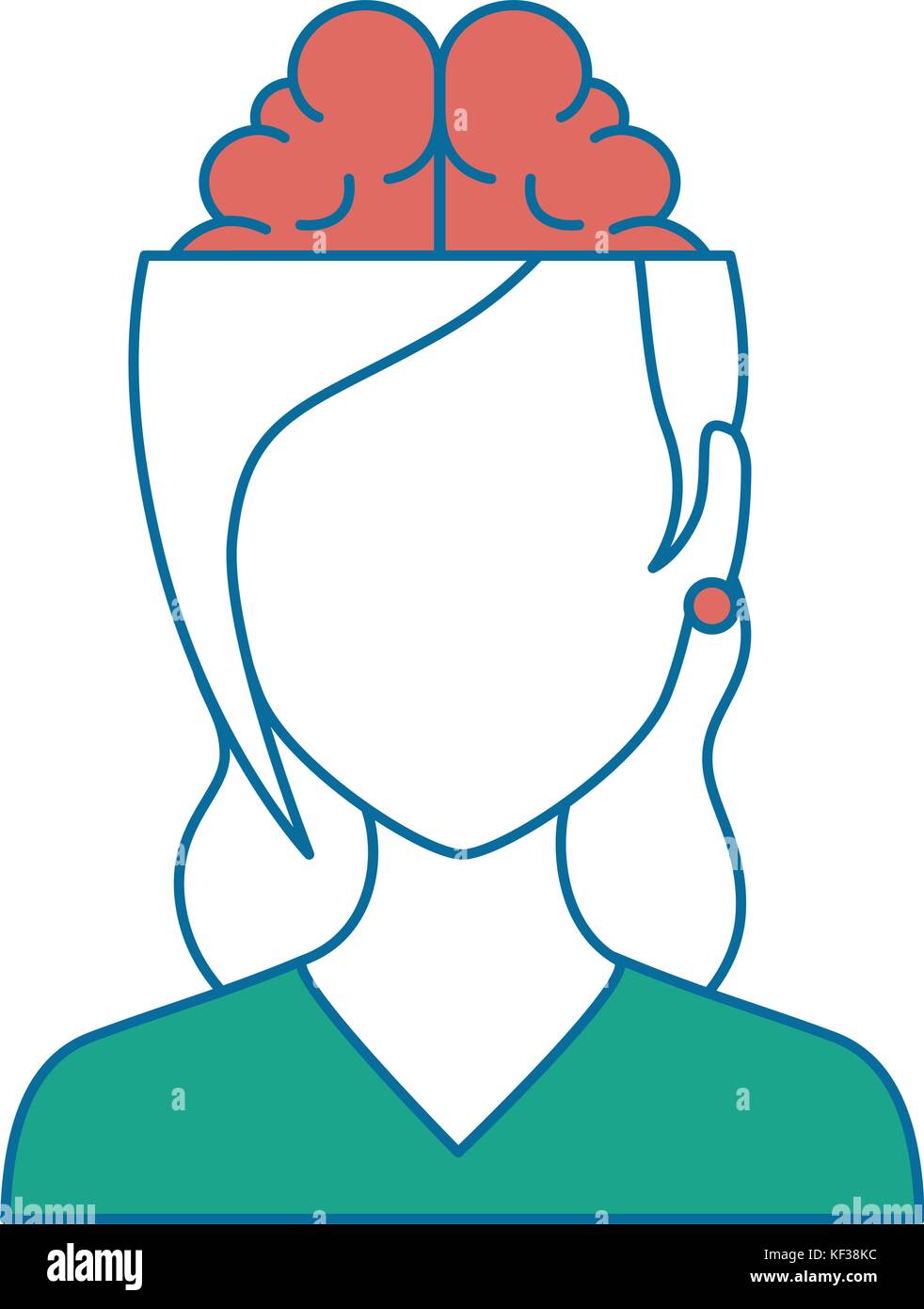 woman with brain avatar character vector illustration design Stock ...