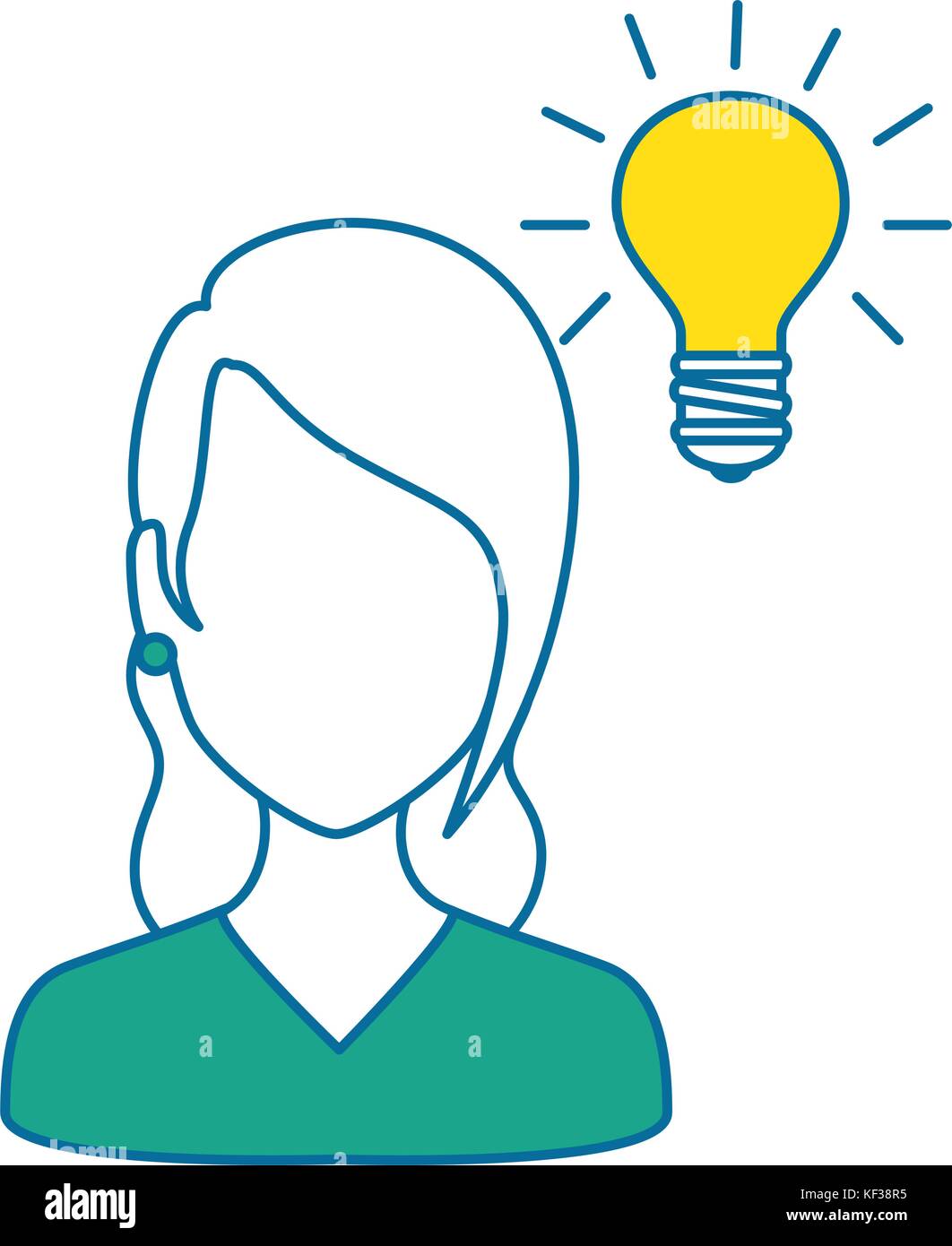 beautiful woman with bulb avatar character vector illustration design ...