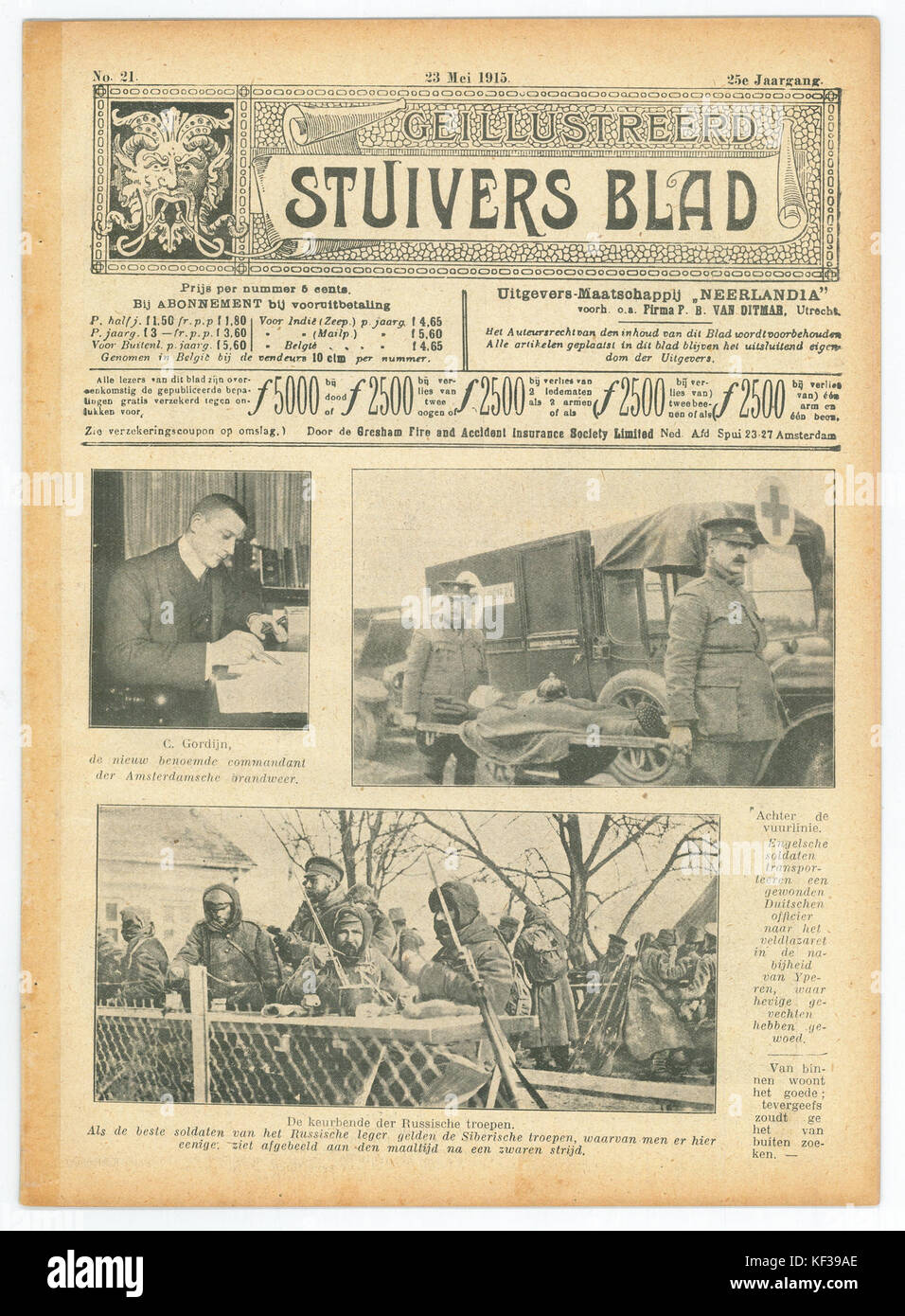 Front page of 'Stuivers Blad' issue No. 21, dated May 23, 1915, a Dutch ...