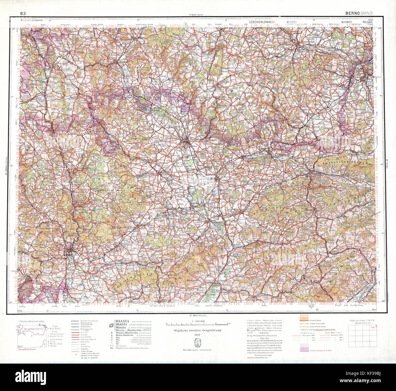 WIG Mapa Operacyjna Polski 83 Berno (Brno) 1937 Stock Photo - Alamy