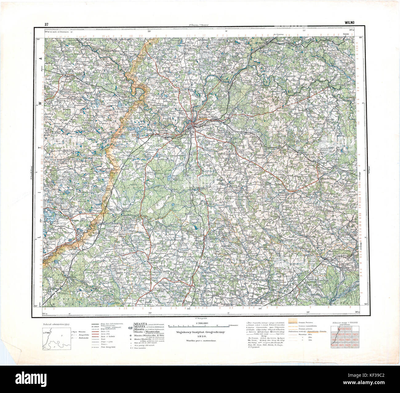 WIG Mapa Operacyjna Polski 37 Wilno 1930 Stock Photo - Alamy