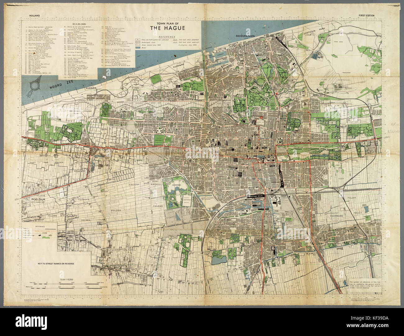 Town Plan of The Hague, First edition (1944), War Office Stock Photo ...