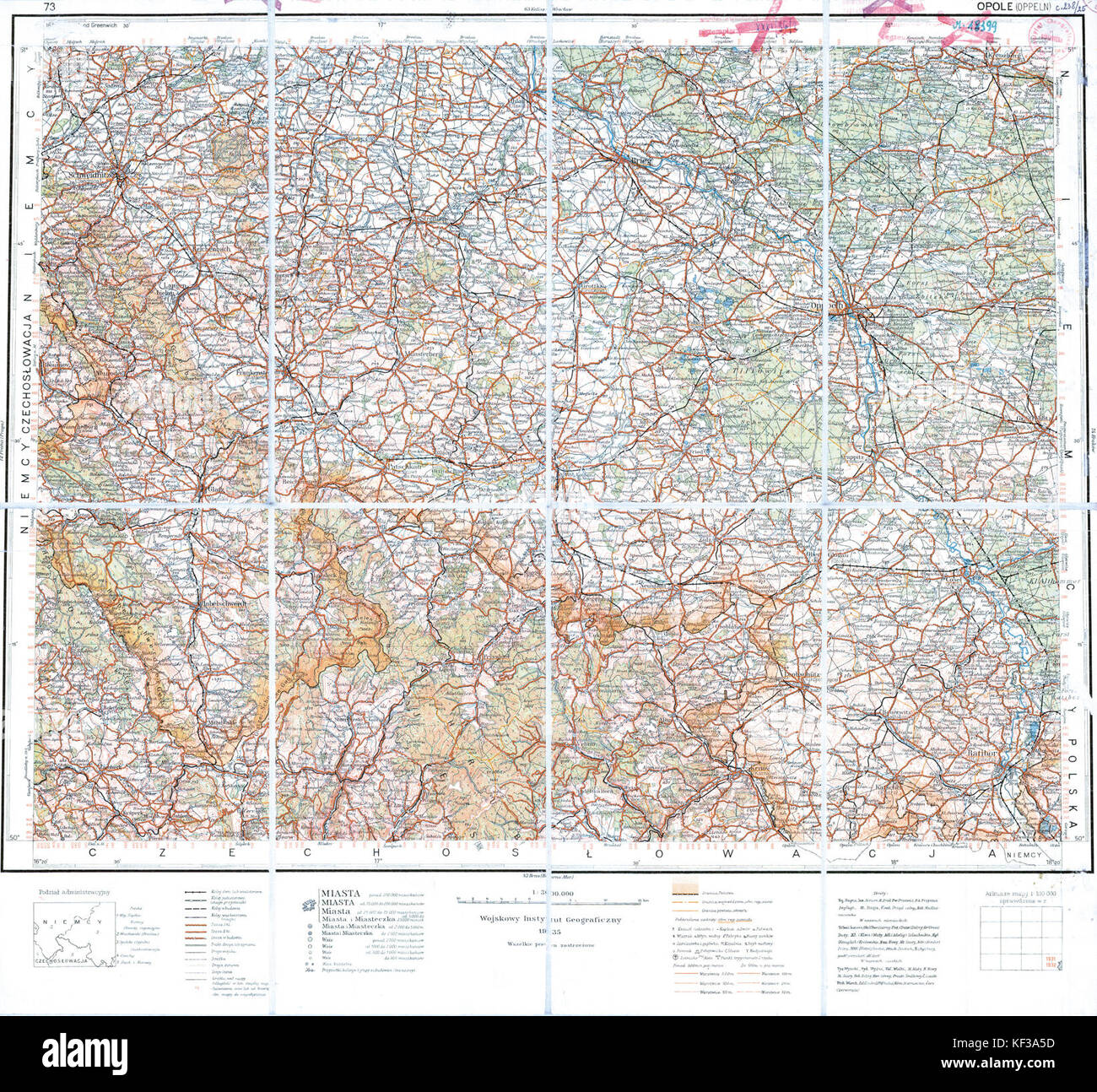 WIG Mapa Operacyjna Polski 73 Opole (Oppeln) 1935 Stock Photo - Alamy