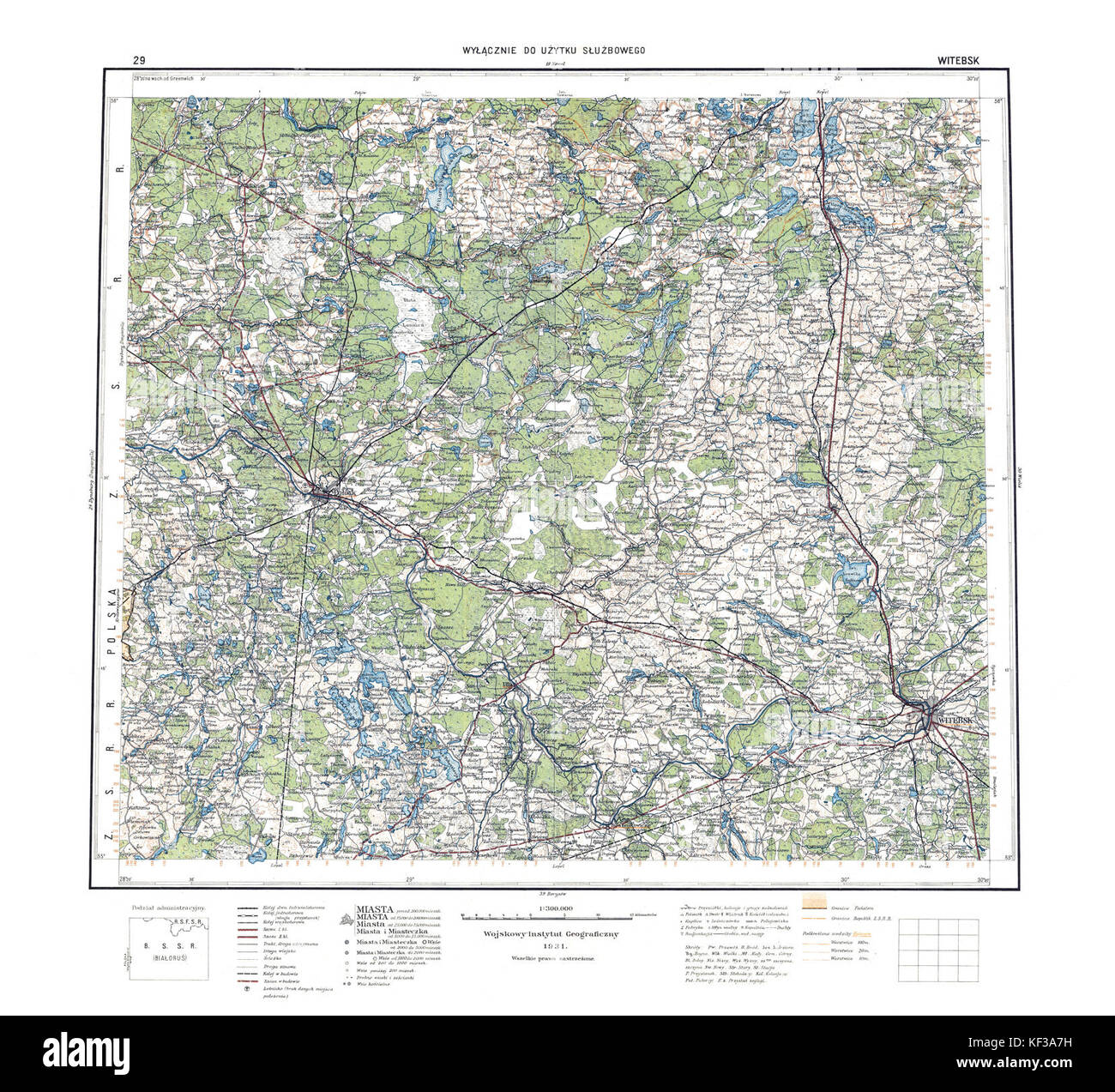 WIG Mapa Operacyjna Polski 29 Witebsk 1931 Stock Photo - Alamy