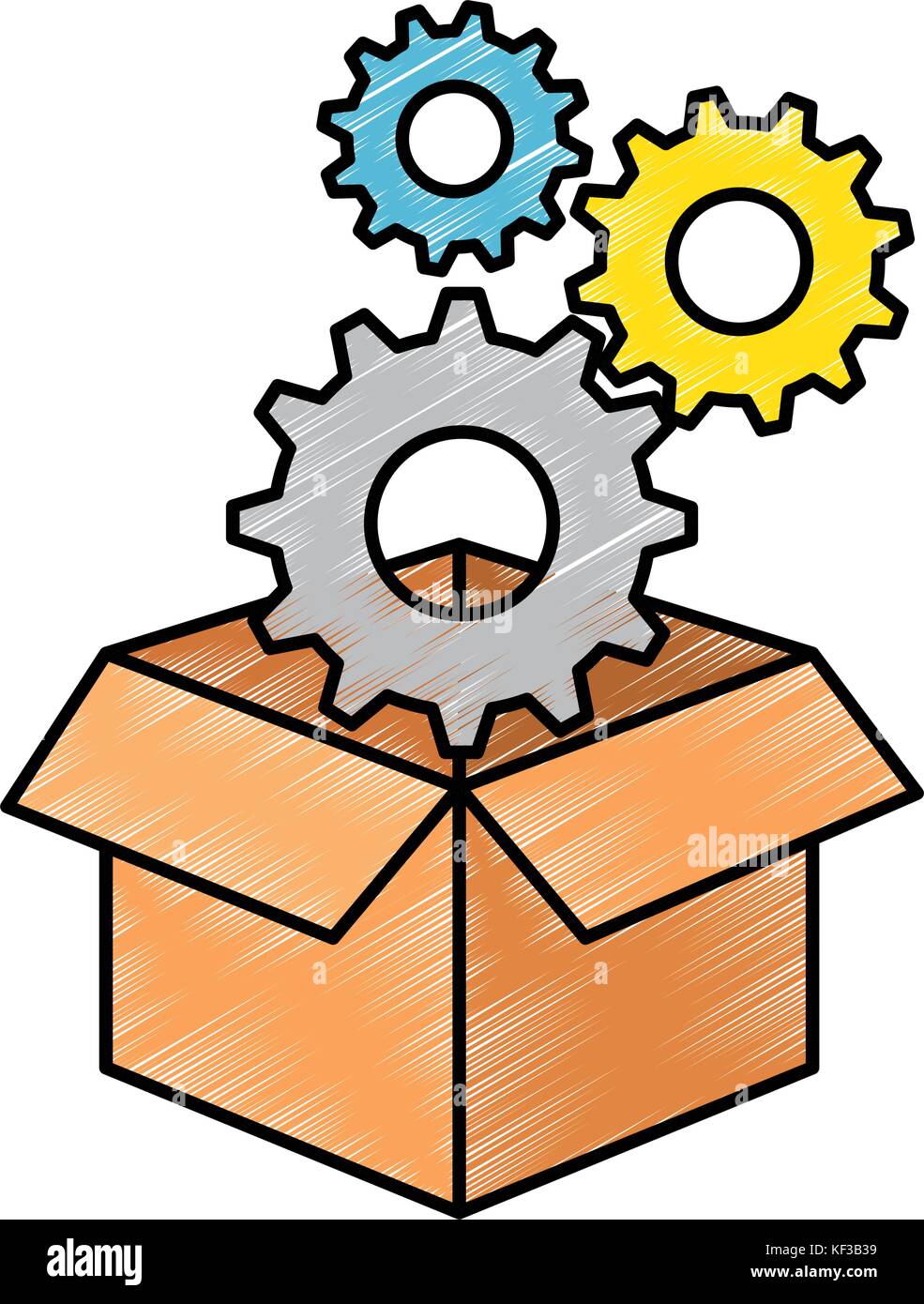 box with gears machine vector illustration design Stock Vector Image ...