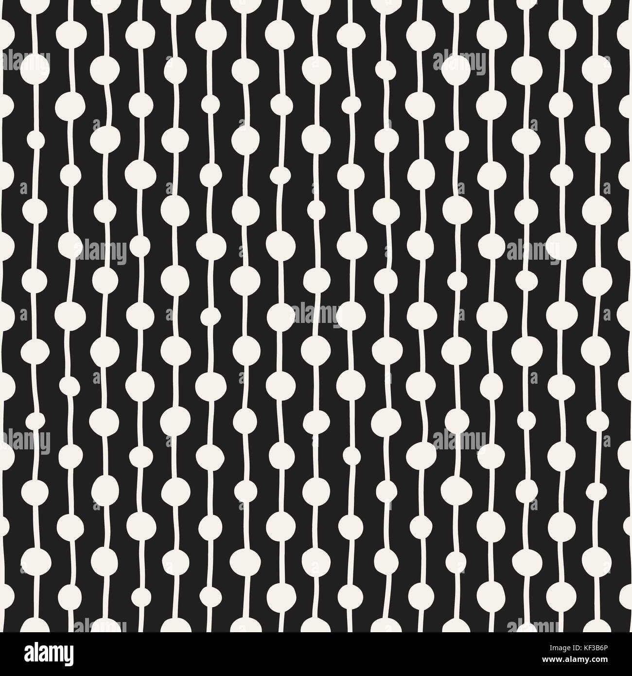 Hand drawn black and white ink abstract seamless pattern. Vector ...