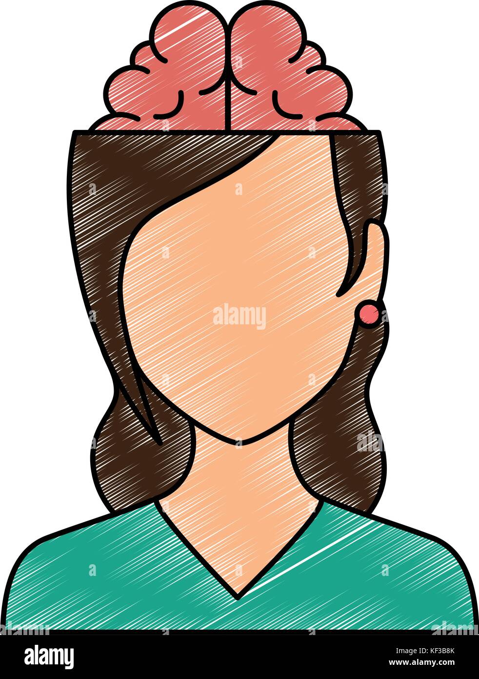 woman with brain avatar character vector illustration design Stock ...