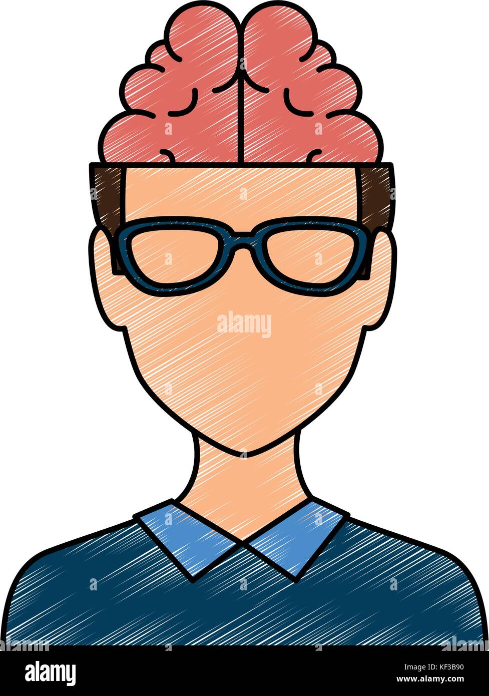 young man with brain avatar character vector illustration design Stock ...