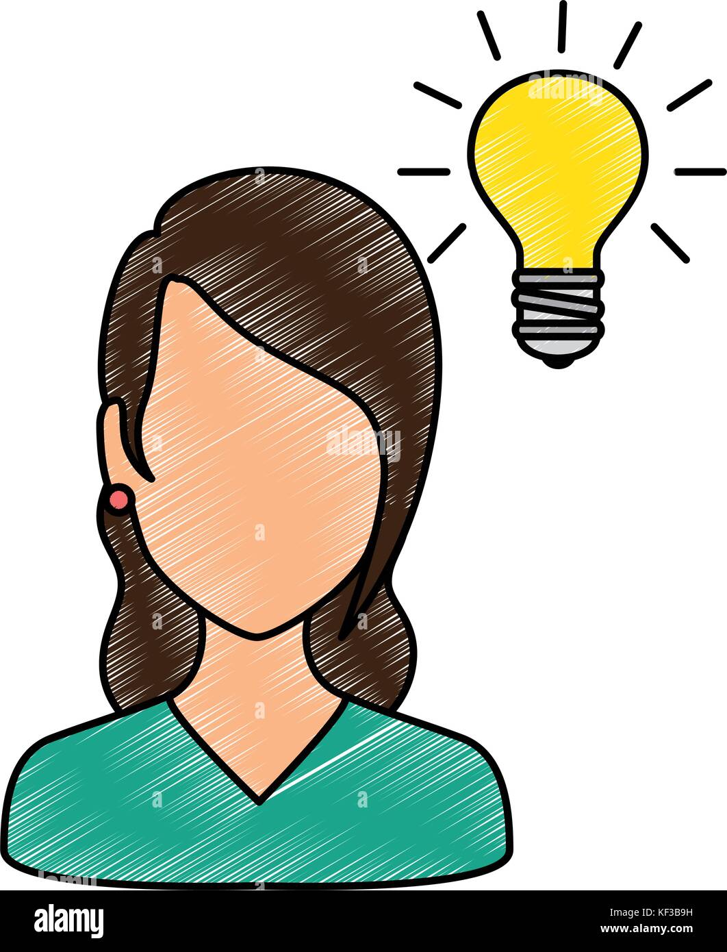 beautiful woman with bulb avatar character vector illustration design ...