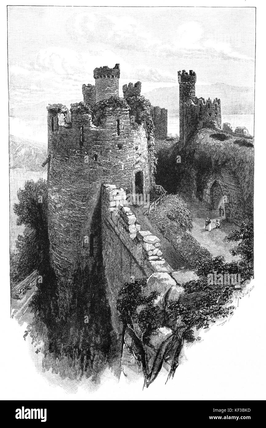 Aerial view medieval castle in Black and White Stock Photos & Images ...