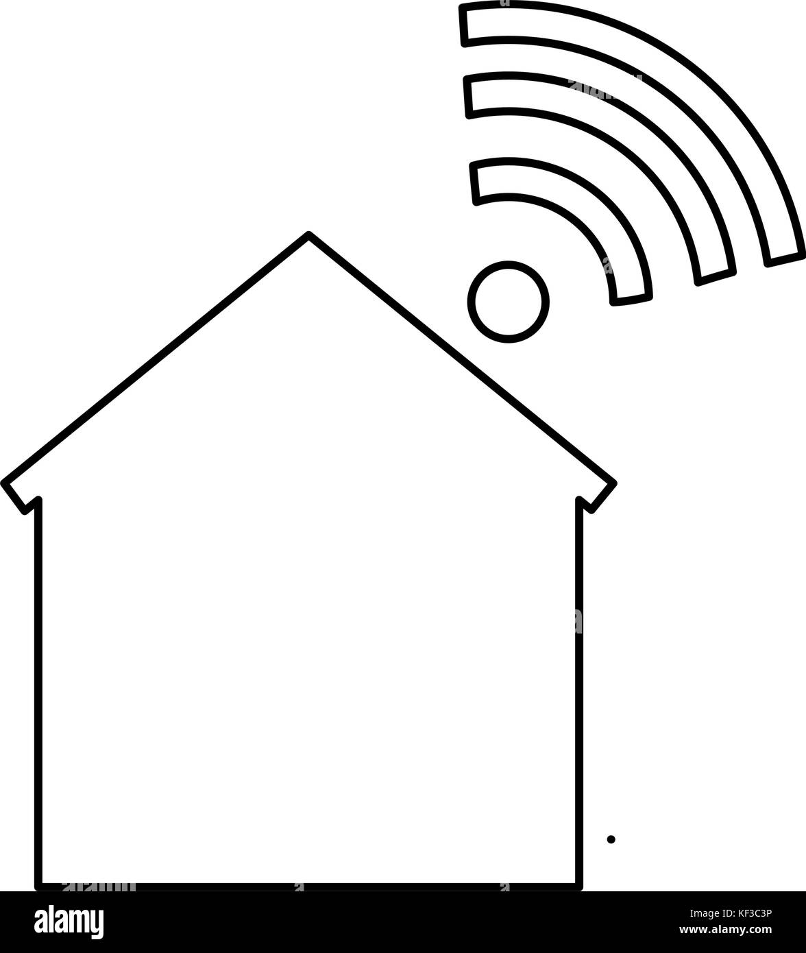 house silhouette with wifi signal vector illustration design Stock ...