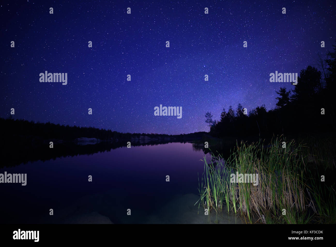 Lake at night Stock Photo - Alamy