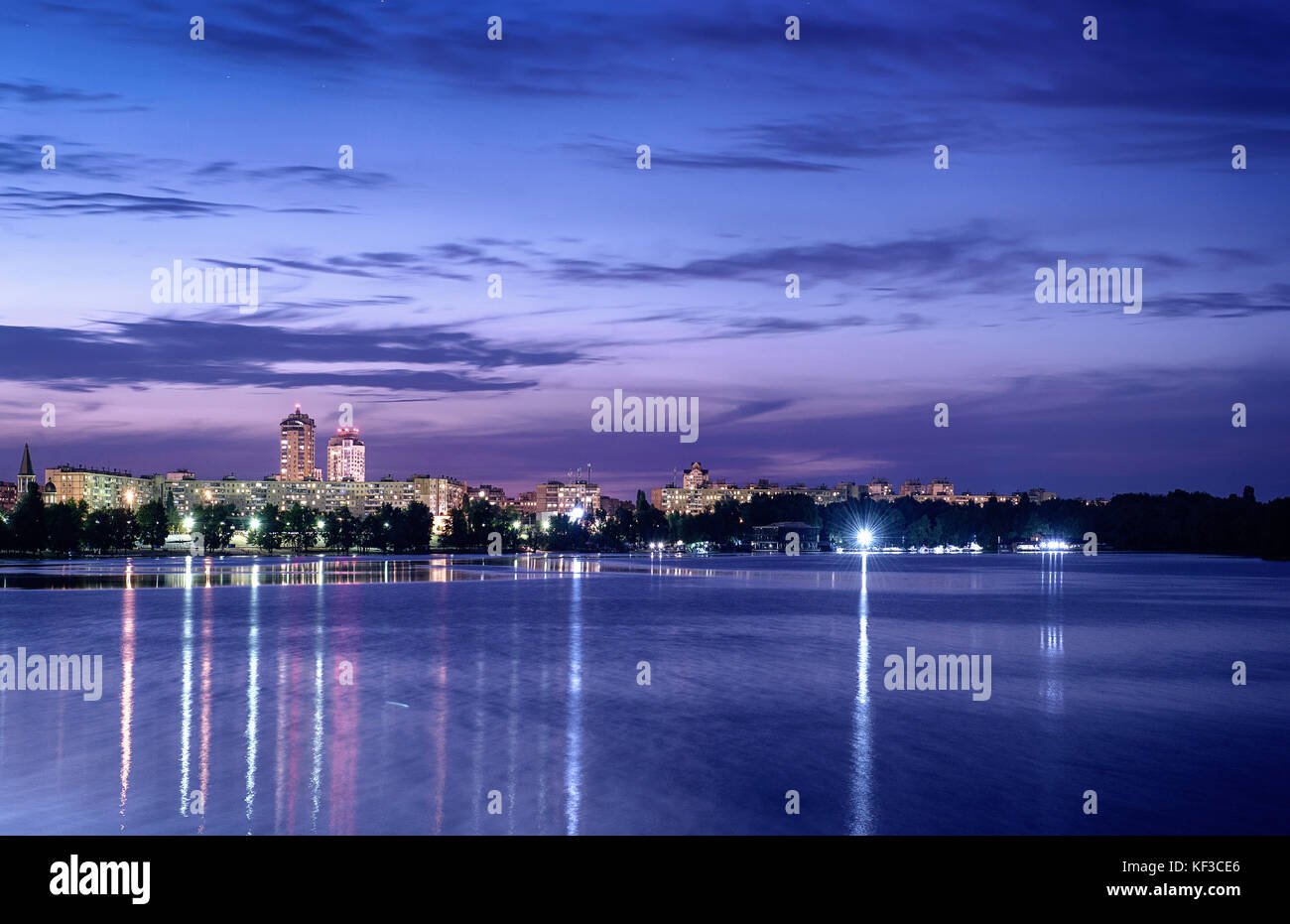 Night embankment with illumination Stock Photo - Alamy