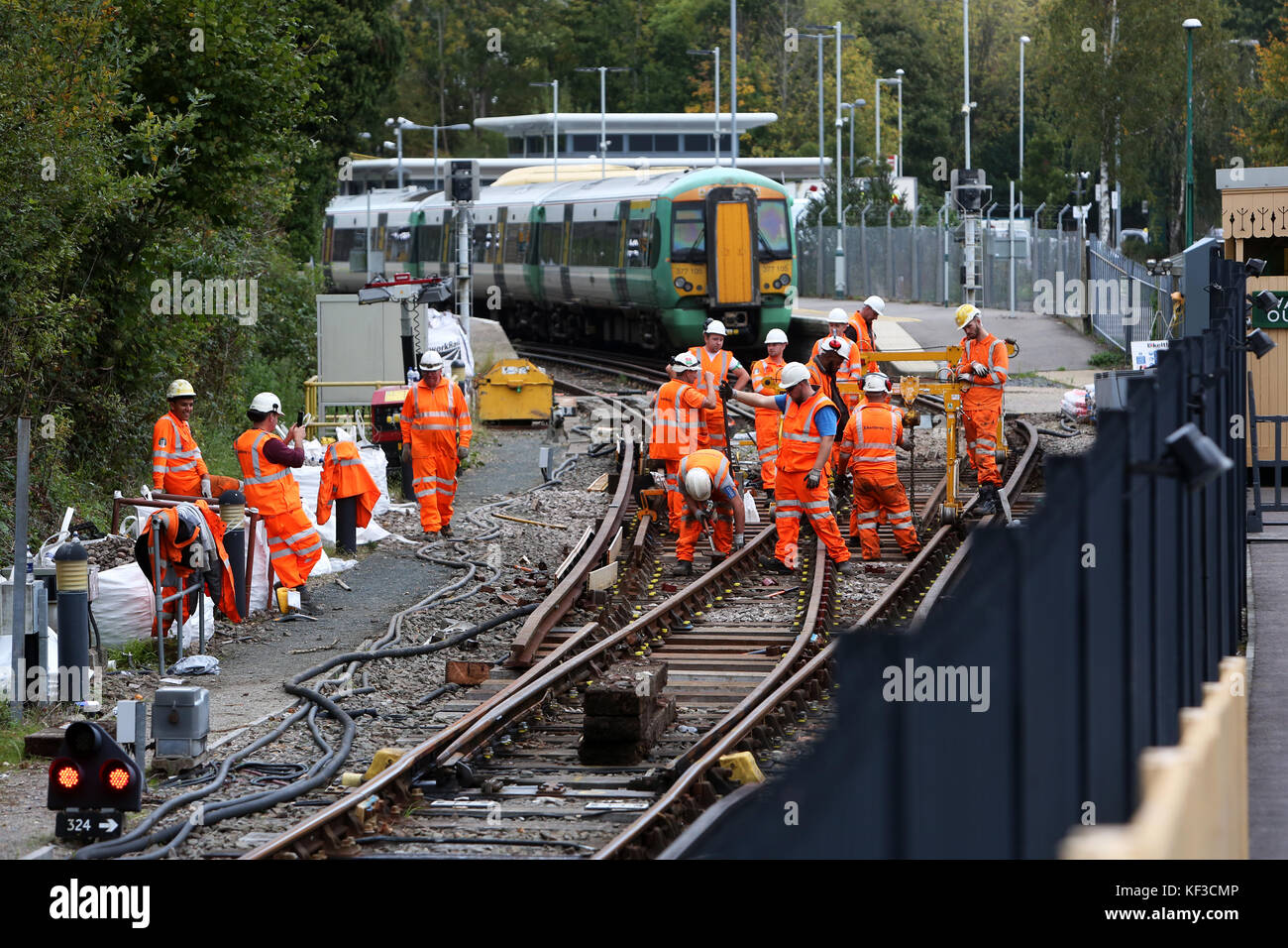 Large group of Network Rail staff pictured working on the railways ...