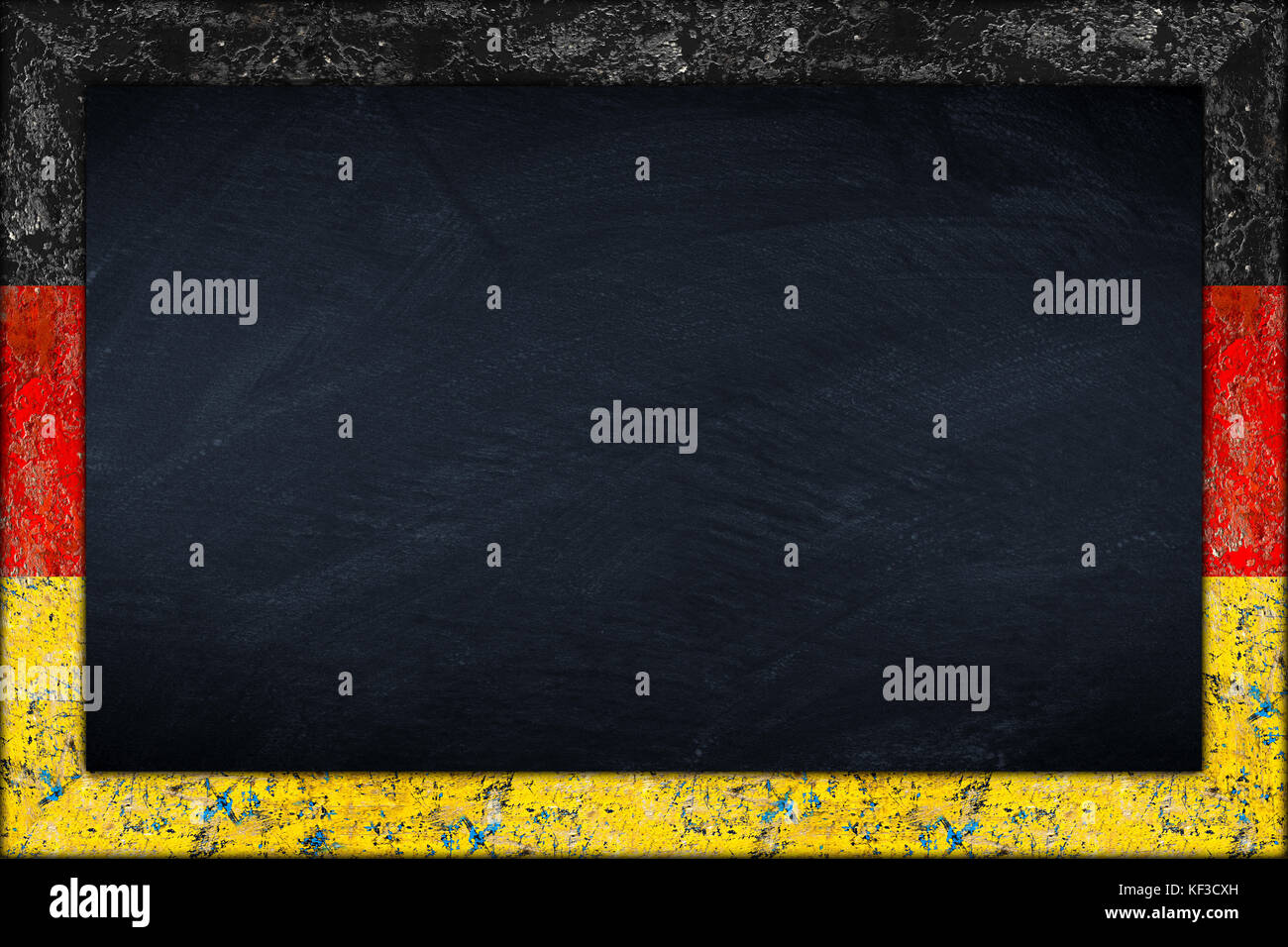empty chalkboard blackboard with wooden german flag frame blank Stock ...