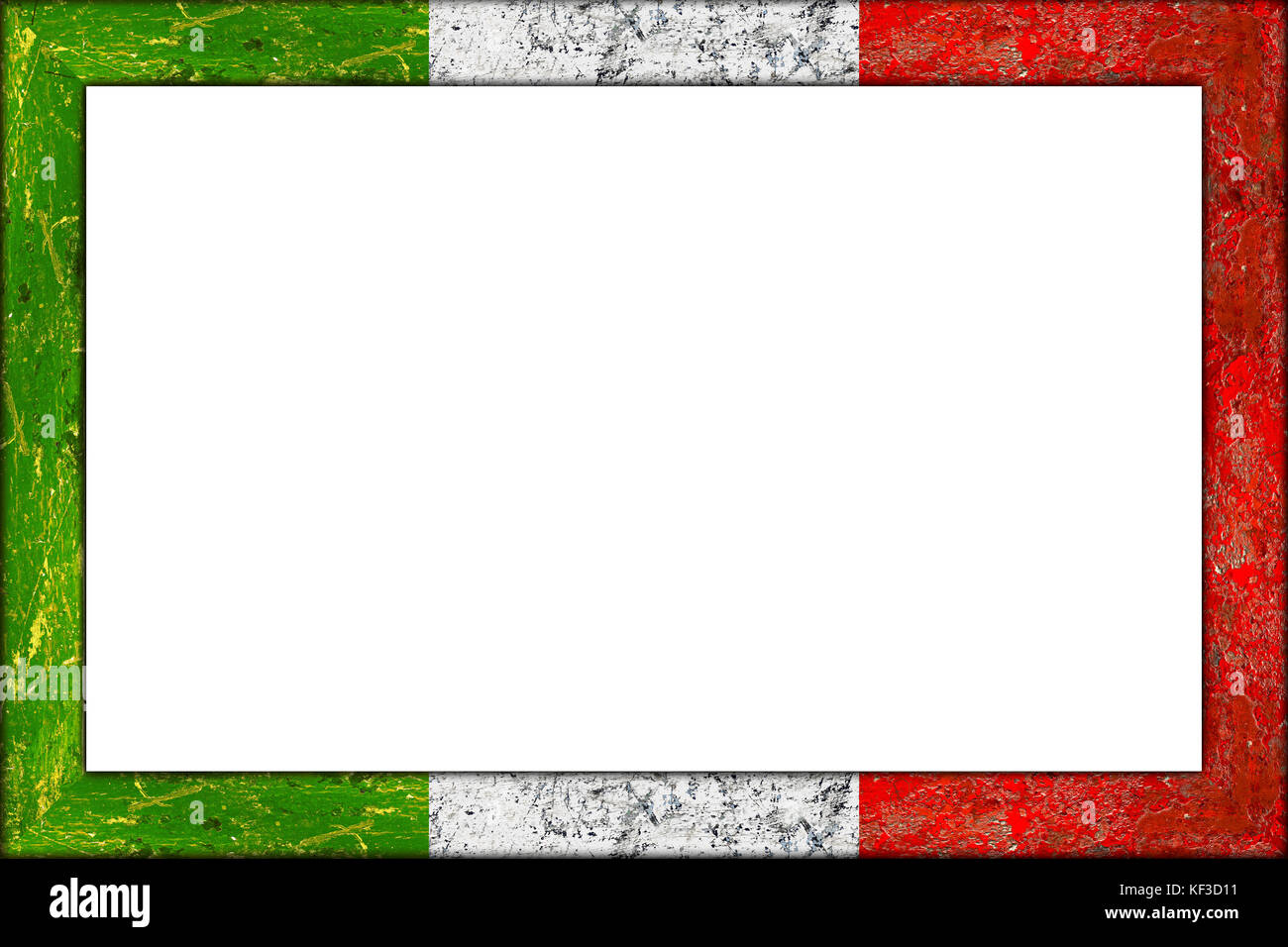 empty wooden picture or blackboard frame in italian italy flag design ...