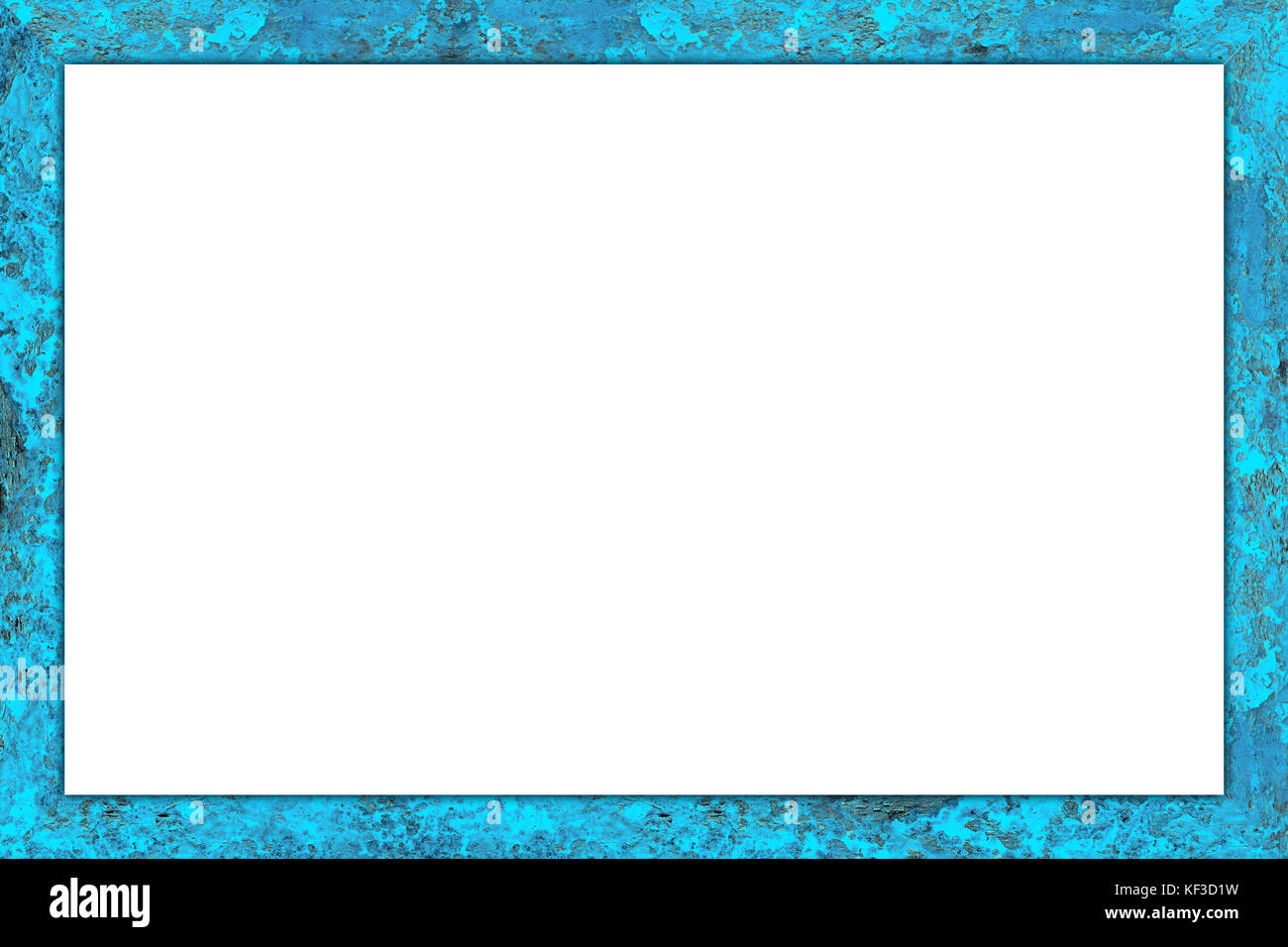 old blue weathered wooden colorful picture frame isolated on white ...