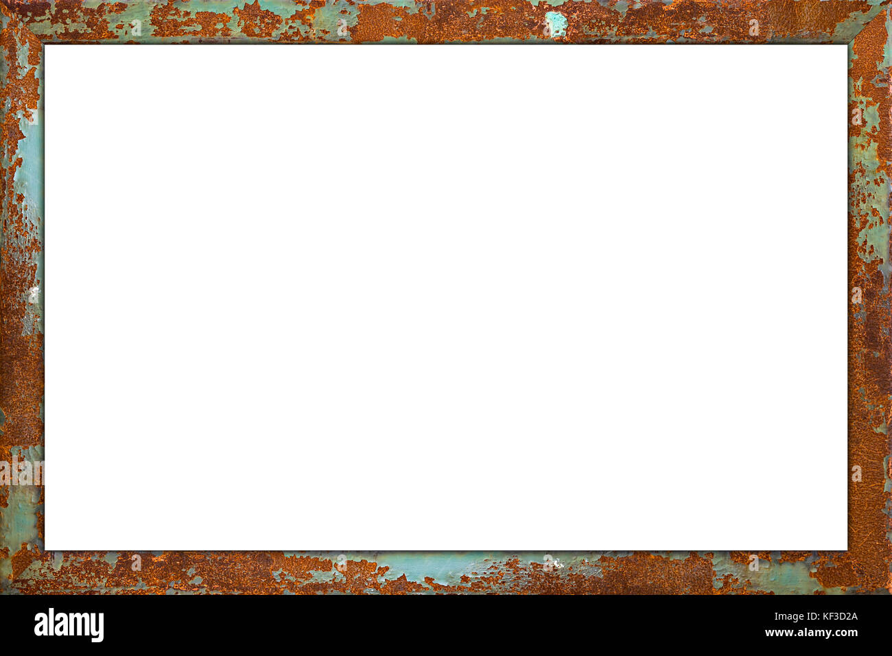 old rusty weathered iron metal picture frame isolated on white ...