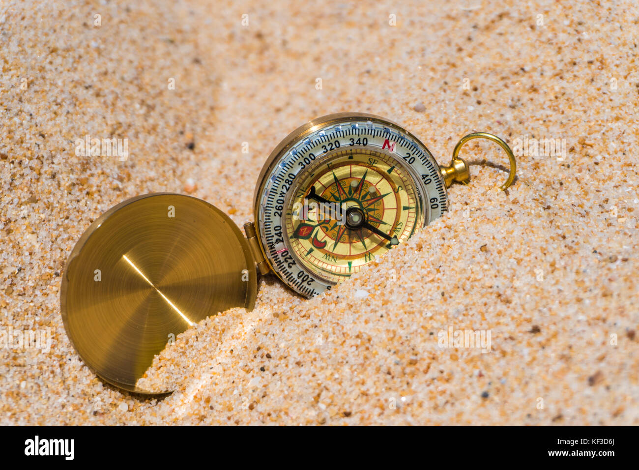 Compass in the sand on the beach Stock Photo - Alamy