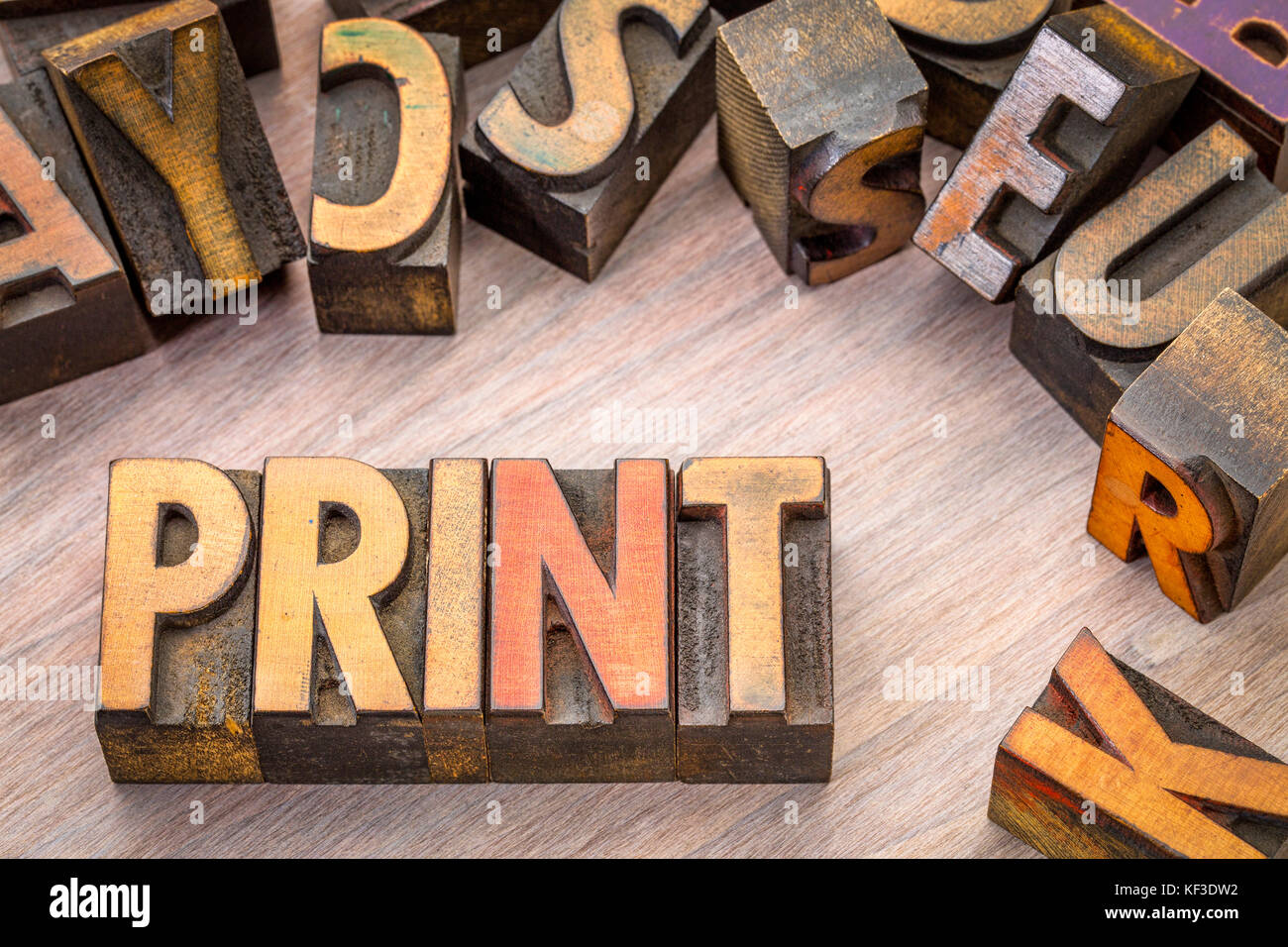 print word abstract in vintage letterpress wood type printing blocks ...