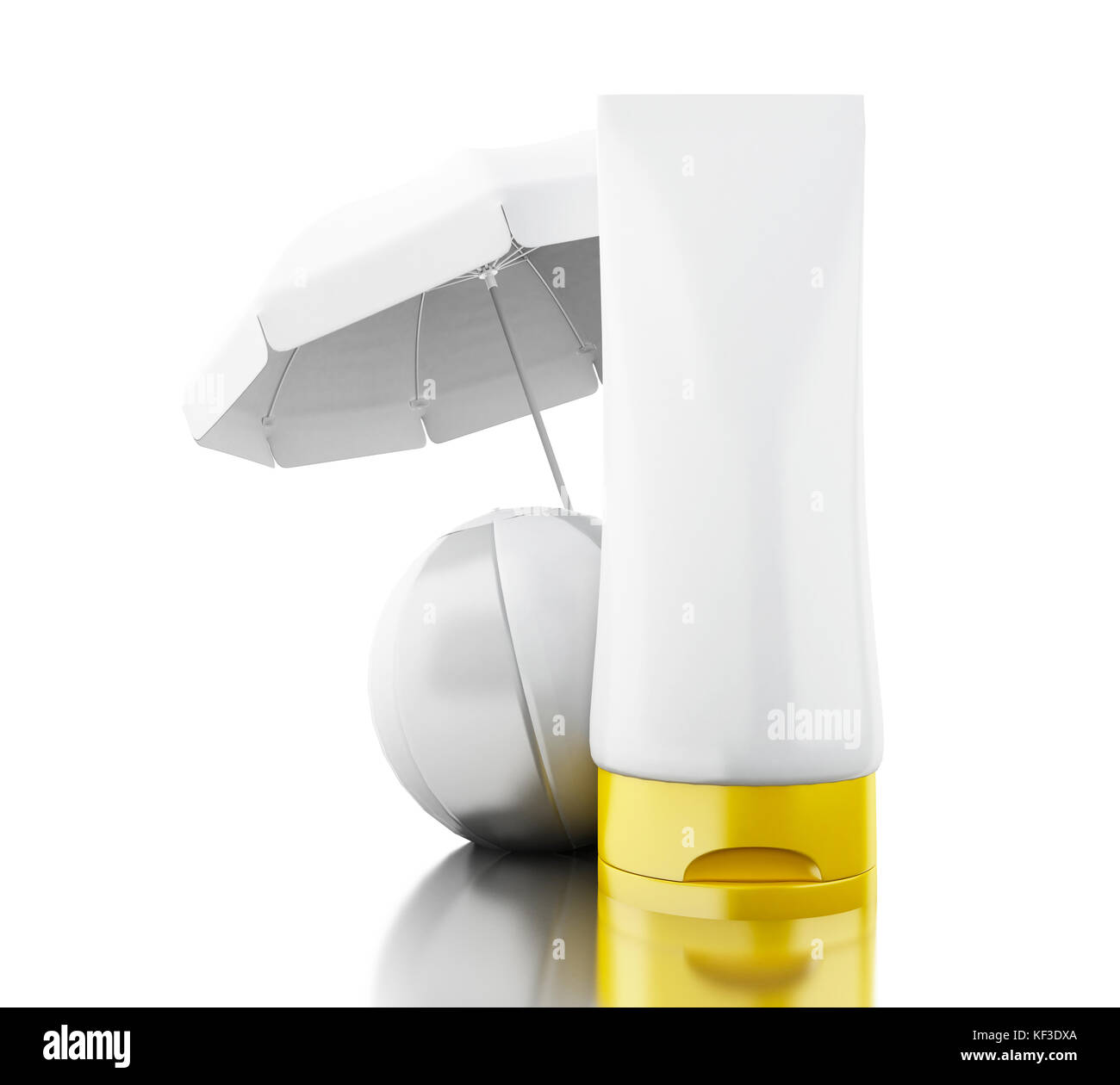 3d illustration. Sunscreen empty for mock up your design with beach ...