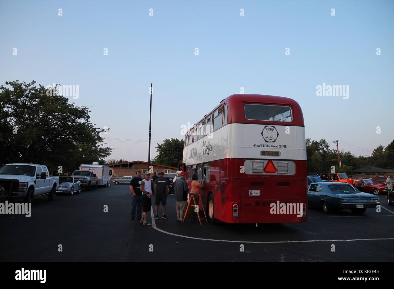 Double Decker Coffee Bus Stock Photo - Alamy
