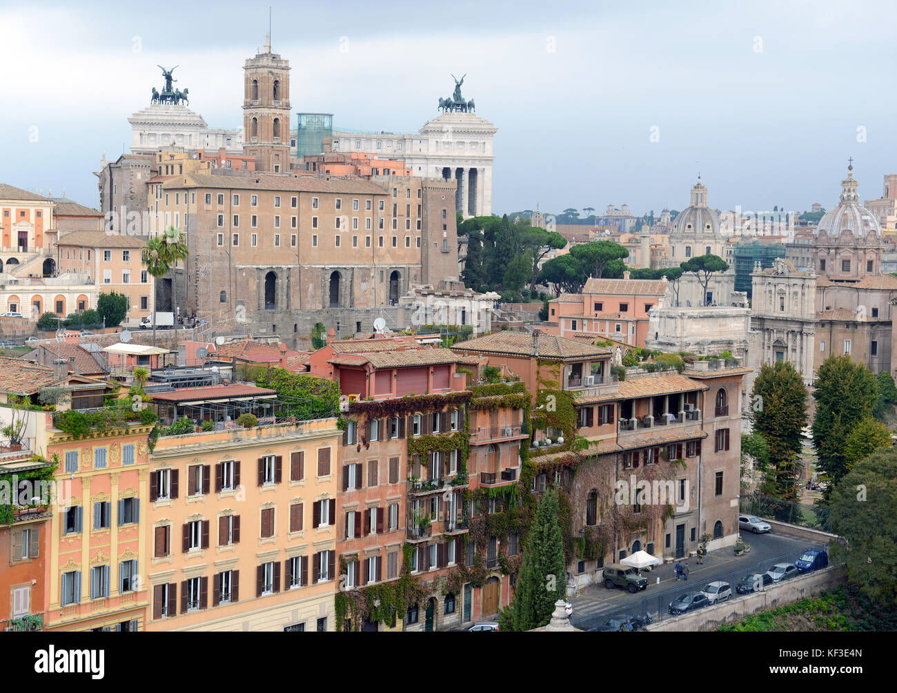 Roman Cityscape with elevated view of city and commercial and ...