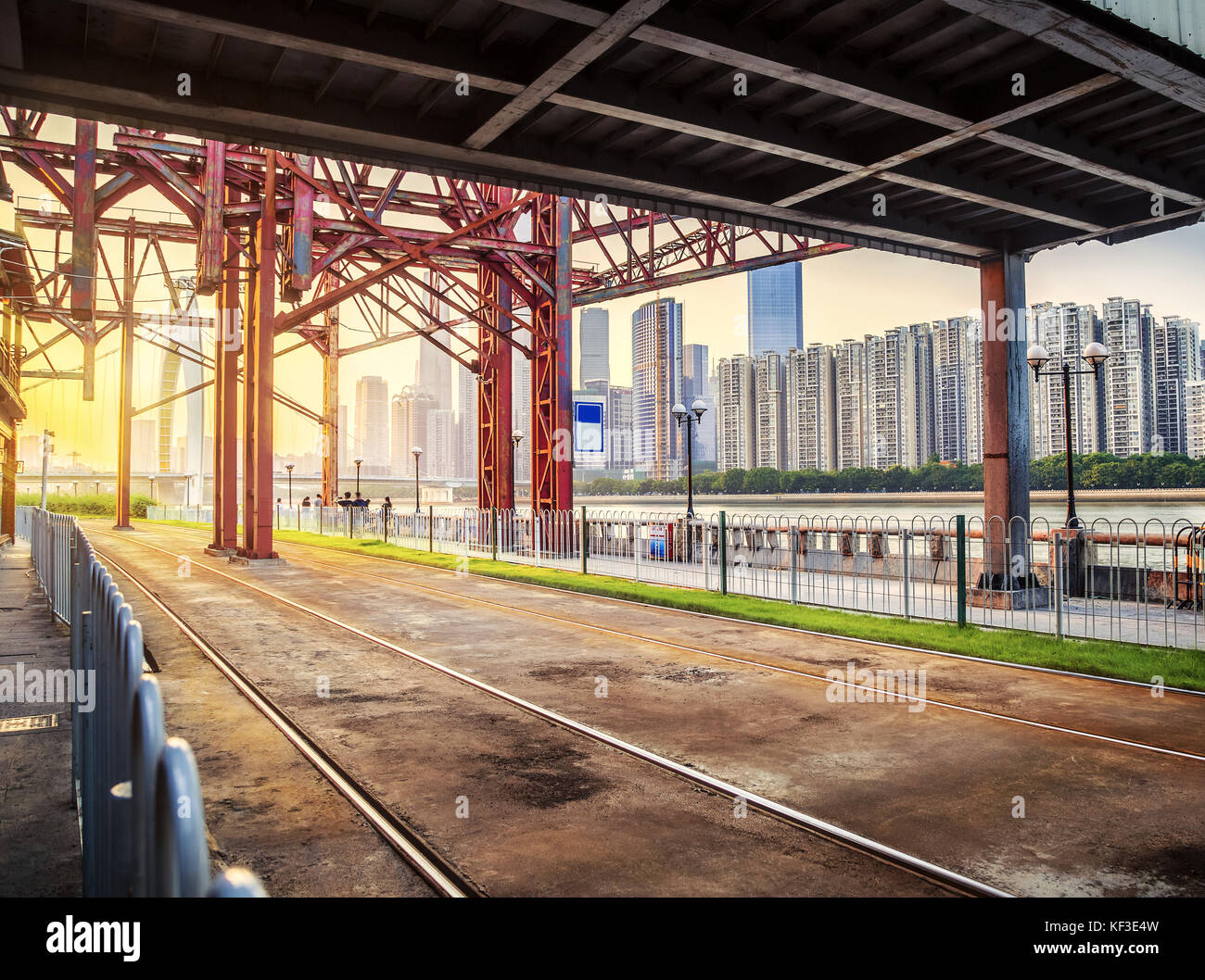 Urban tramway track Stock Photo - Alamy