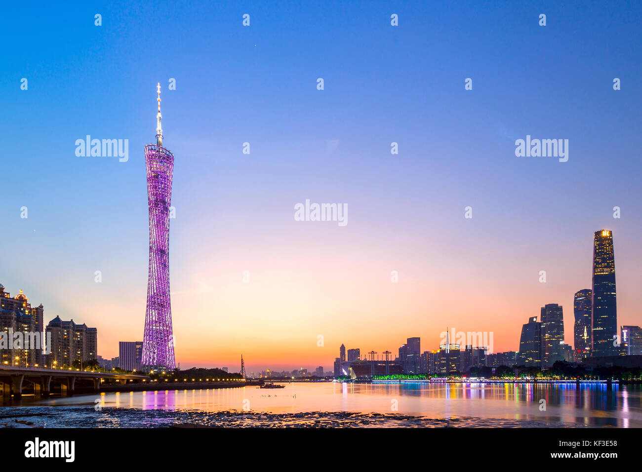 Guangzhou night scenery and lights guangzhou tower tv tower hi-res ...
