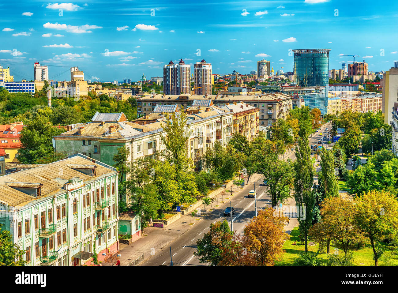 Kiev or Kiyv, Ukraine: aerial panoramic view of the city center Stock ...