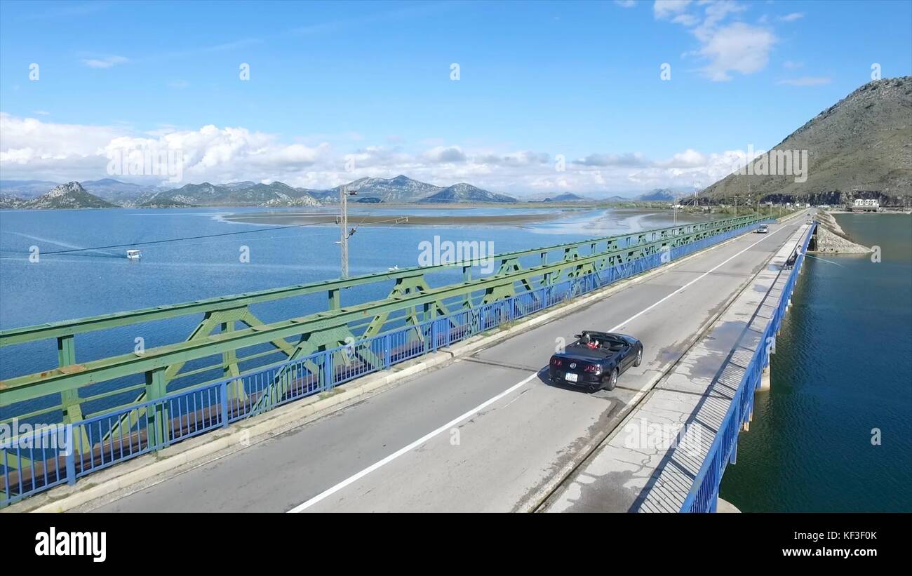 Car drive on beautiful ocean road. Footage. Car driving near with ...