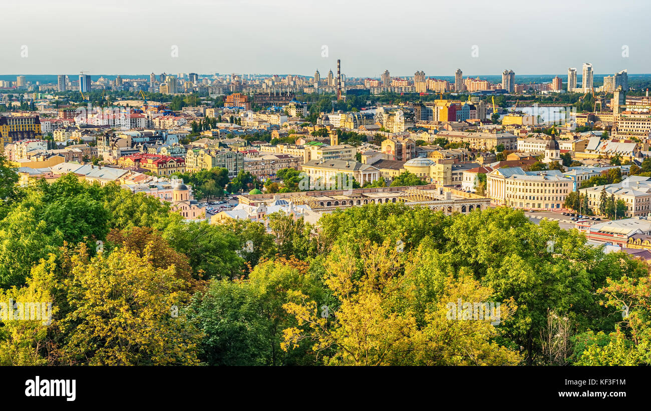 Kiev or Kiyv, Ukraine: aerial panoramic view of the city center Stock ...