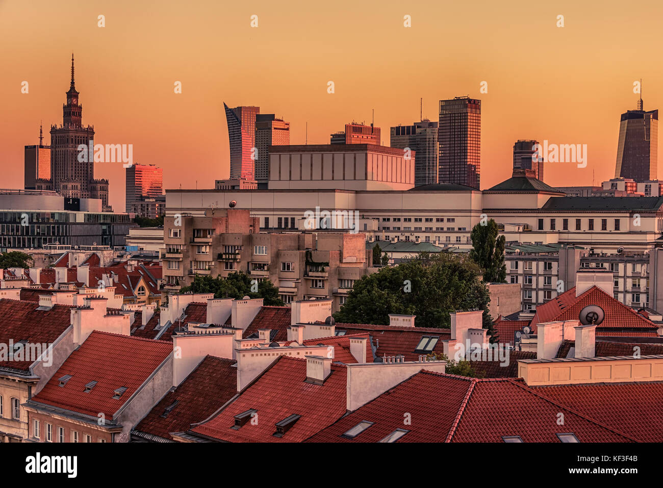 Warsaw, Poland: aerial view of downtown Stock Photo - Alamy