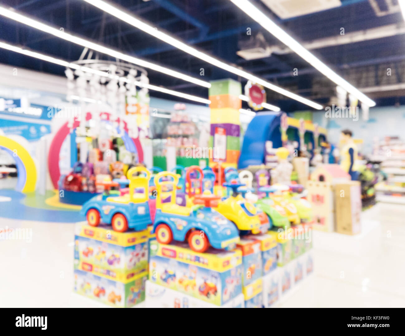 Blurred of kids toy store background Stock Photo - Alamy