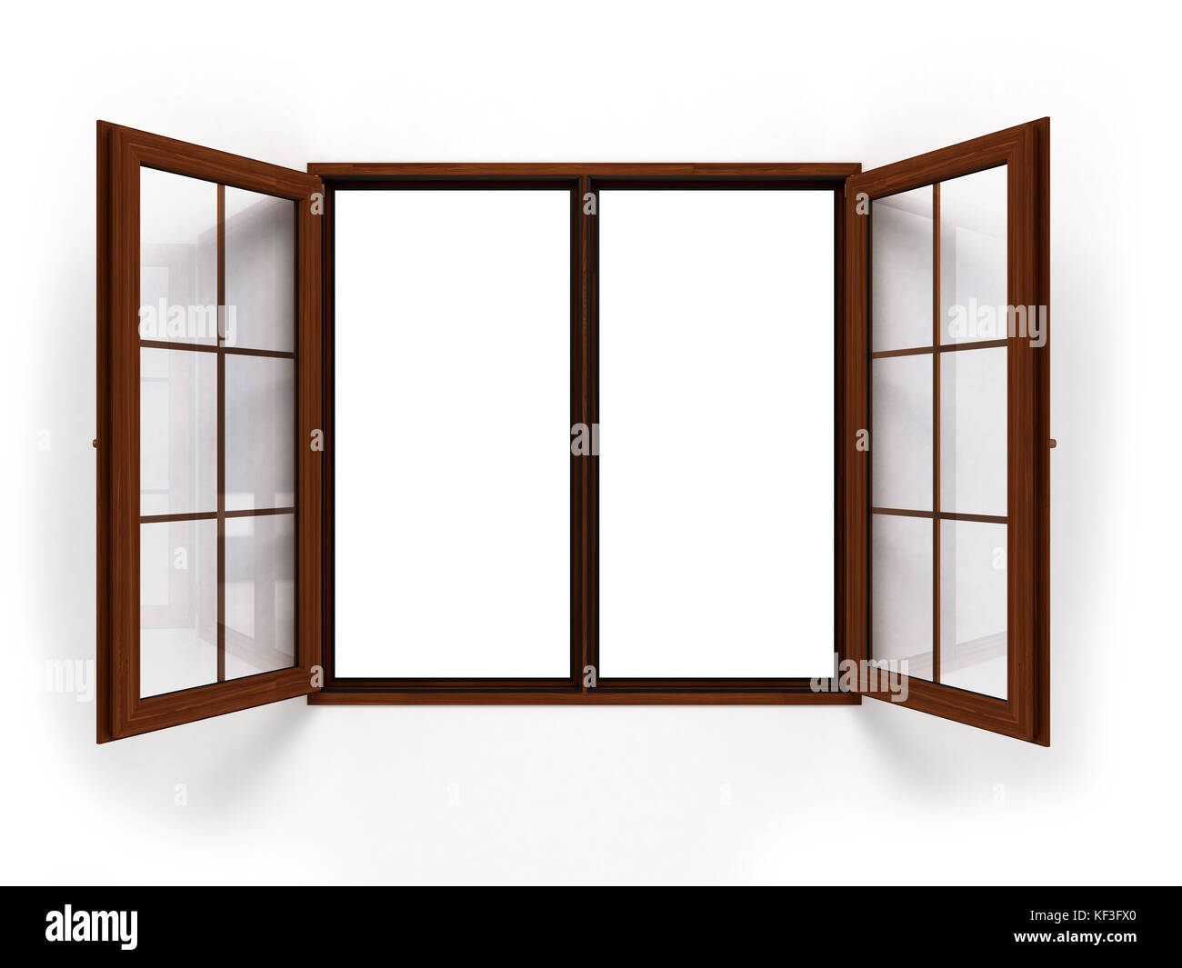 open dark wooden window isolated close up Stock Photo - Alamy