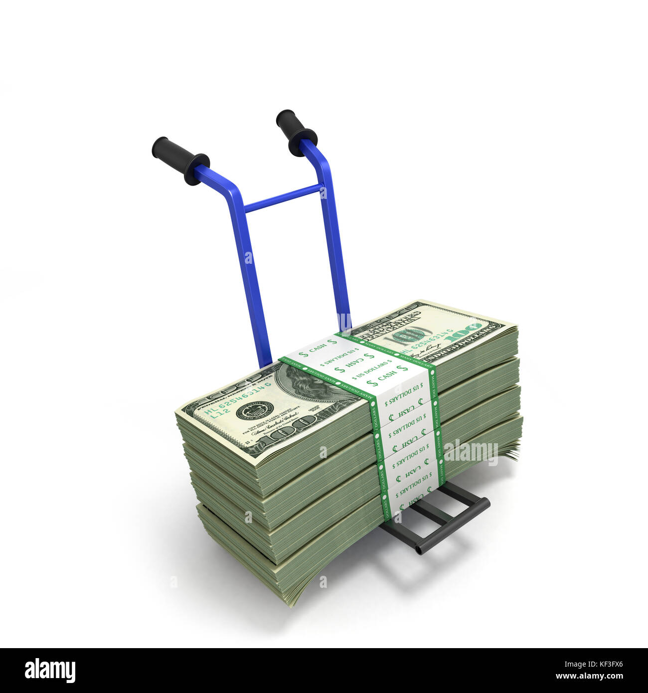 concept of cash transportation, money dollar bills stack on hand ...