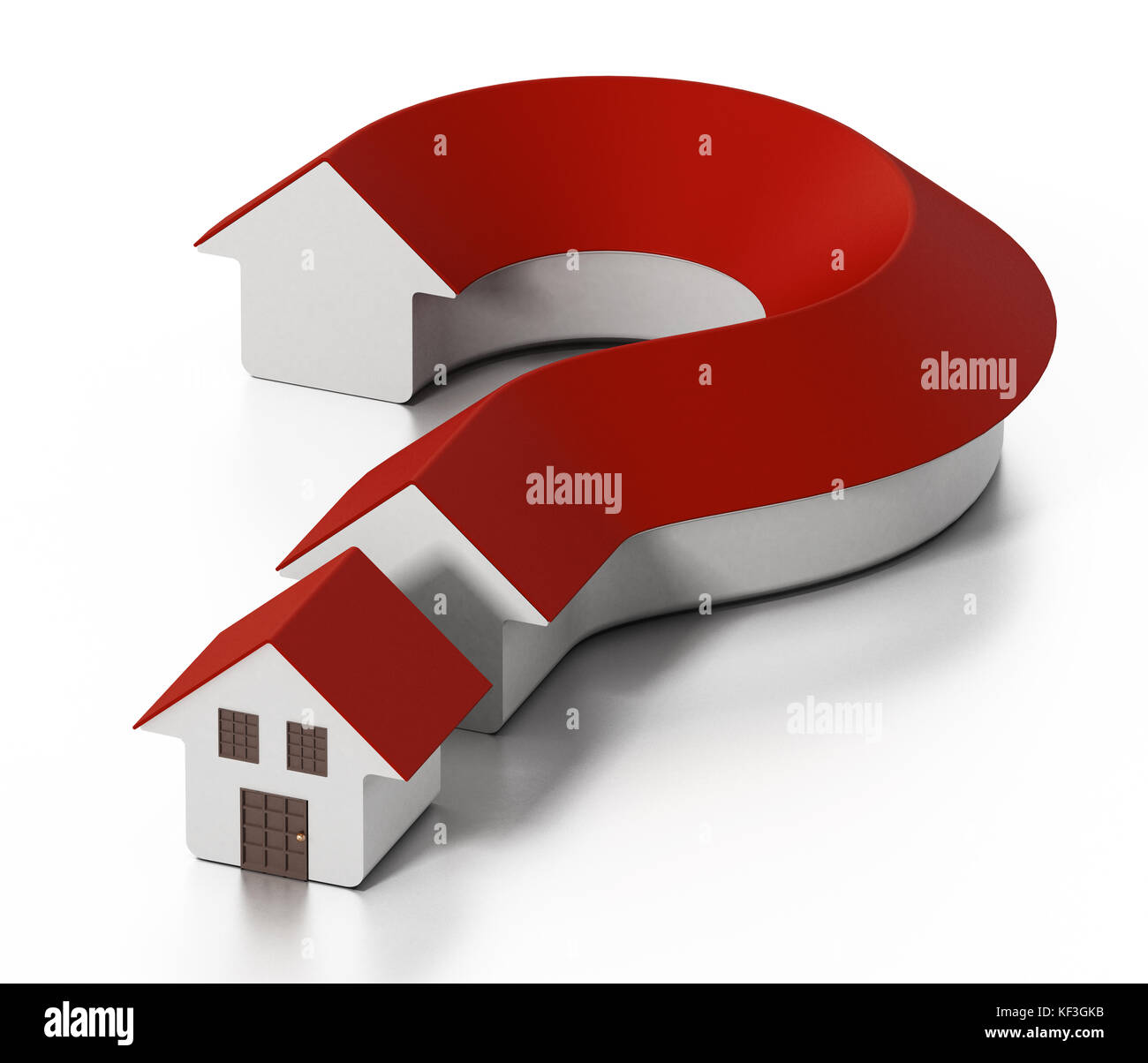 House shaped question mark isolated on white background. 3D ...