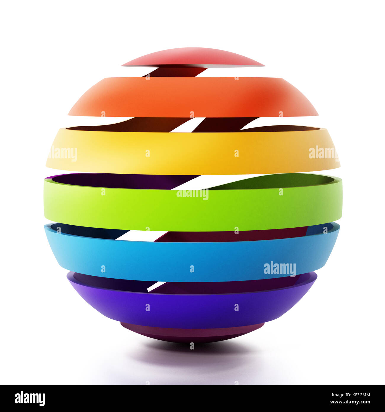 Multi colored sphere isolated on white background. 3D illustration ...